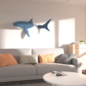 Shark on Wall Paper Sculpture,printable PDF Template,handmade Wild ...
