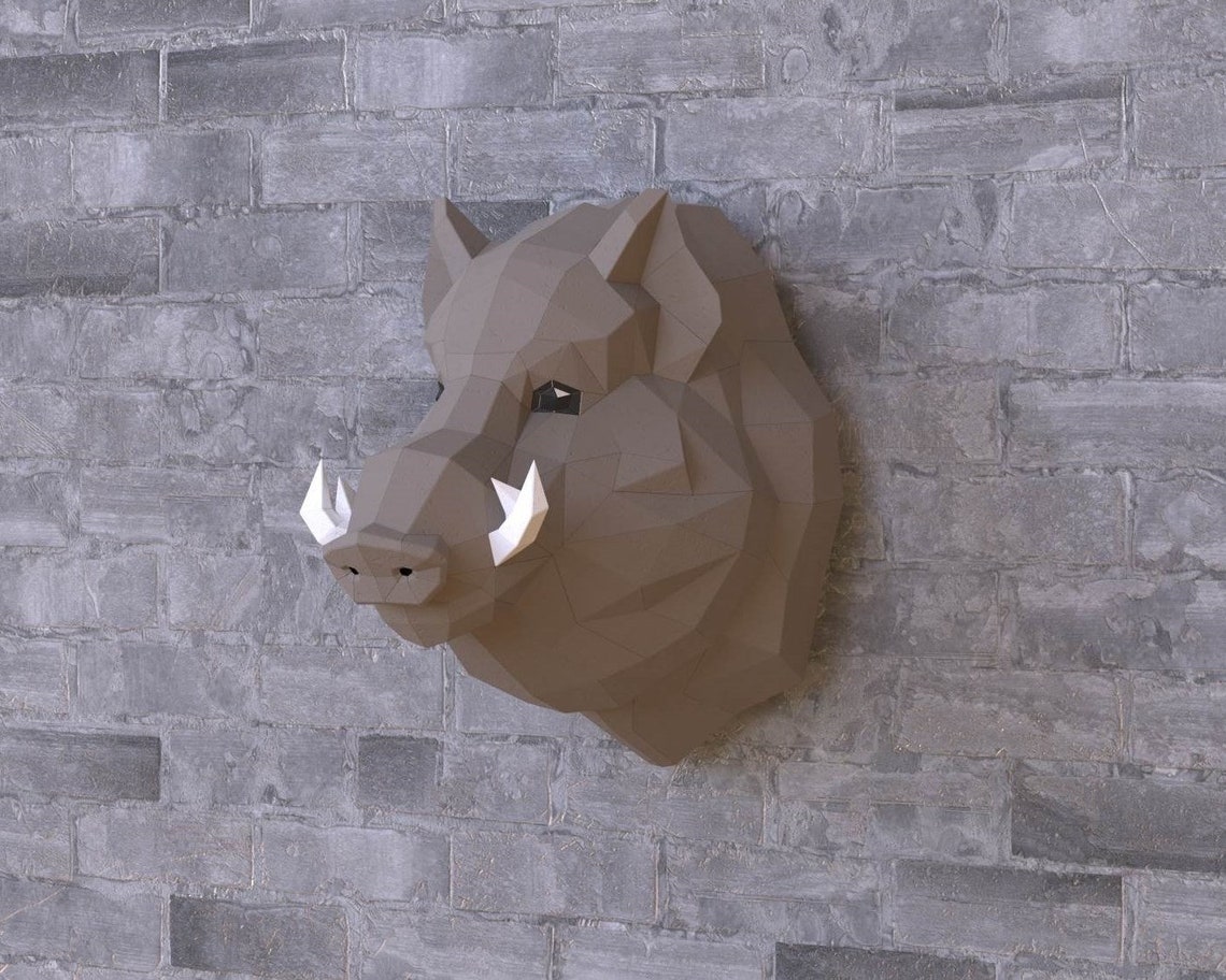 Boar Head Paper Sculptureprintable PDF Templatehandmade Wide | Etsy