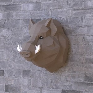Boar Head Paper Sculpture,printable PDF Template,handmade Wide Animal ...