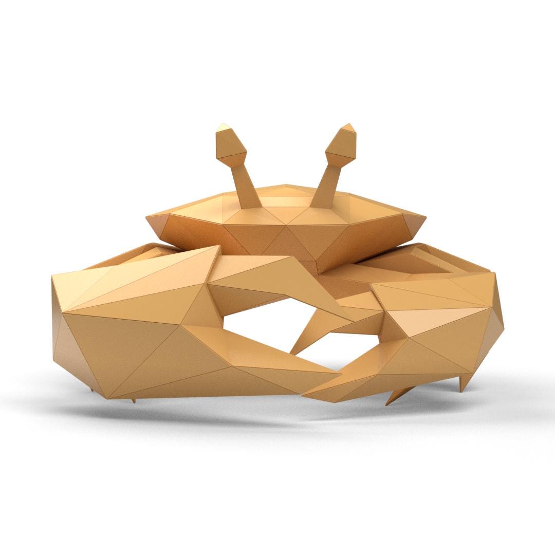 Crab Paper Sculpture,printable PDF Template,handmade Wild Animals ...
