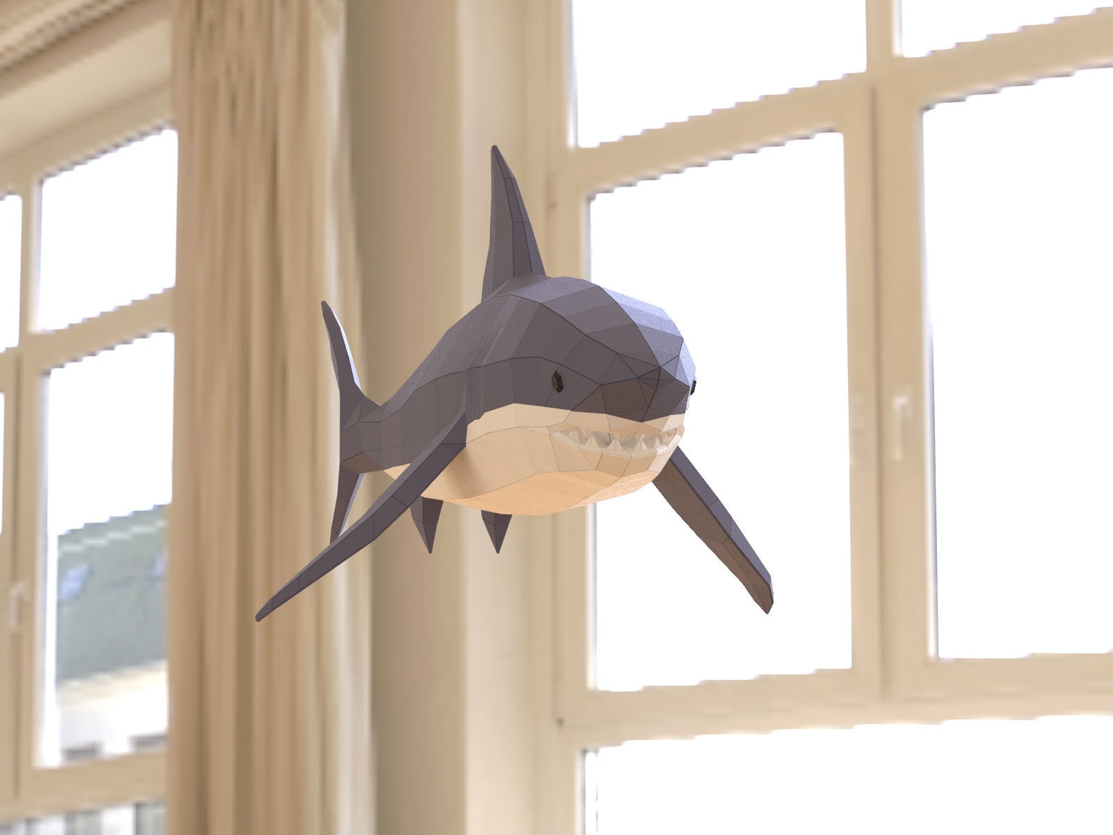 Shark Paper Sculpture, 3D Low Poly Wall Decor (printable PDF &SVG) - Etsy