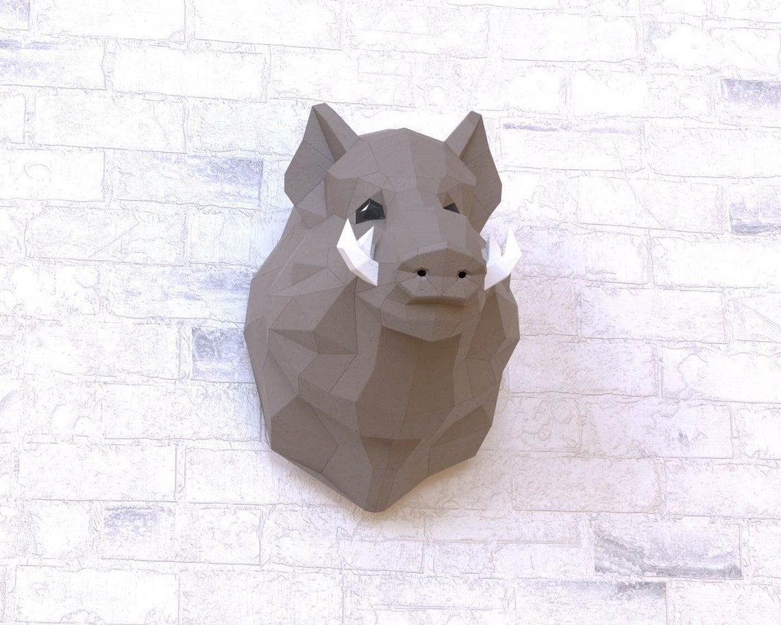 Boar Head Paper Sculptureprintable PDF Templatehandmade Wide | Etsy