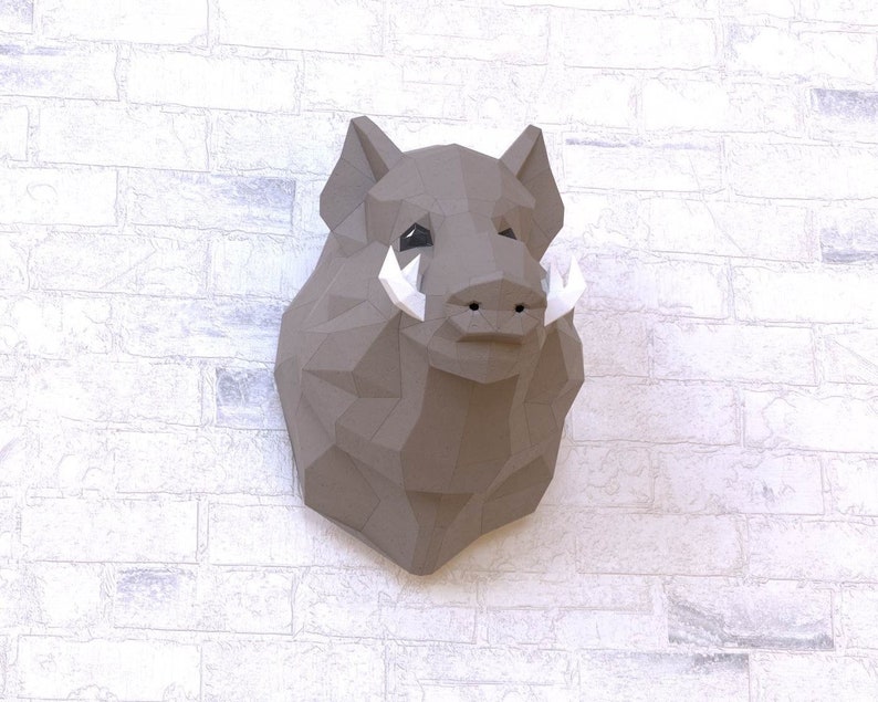 Boar Head Paper Sculptureprintable PDF Templatehandmade Wide | Etsy