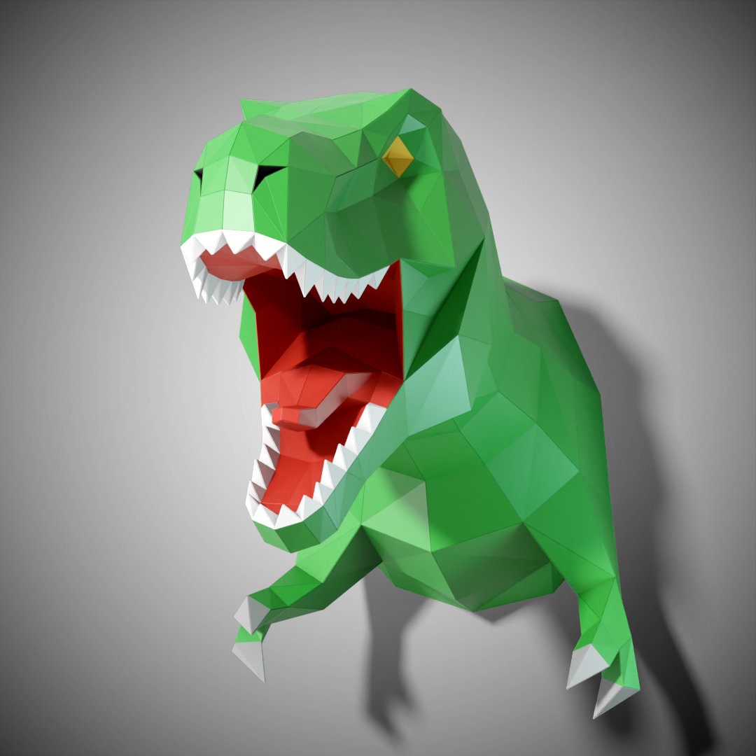 T-rex Trophy Paper Model 3D Papercraft Tempalte PDF - Etsy