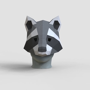 Raccoon and Fox Half Mask 2 in 1 Pack Paper Sculpture,printable PDF ...