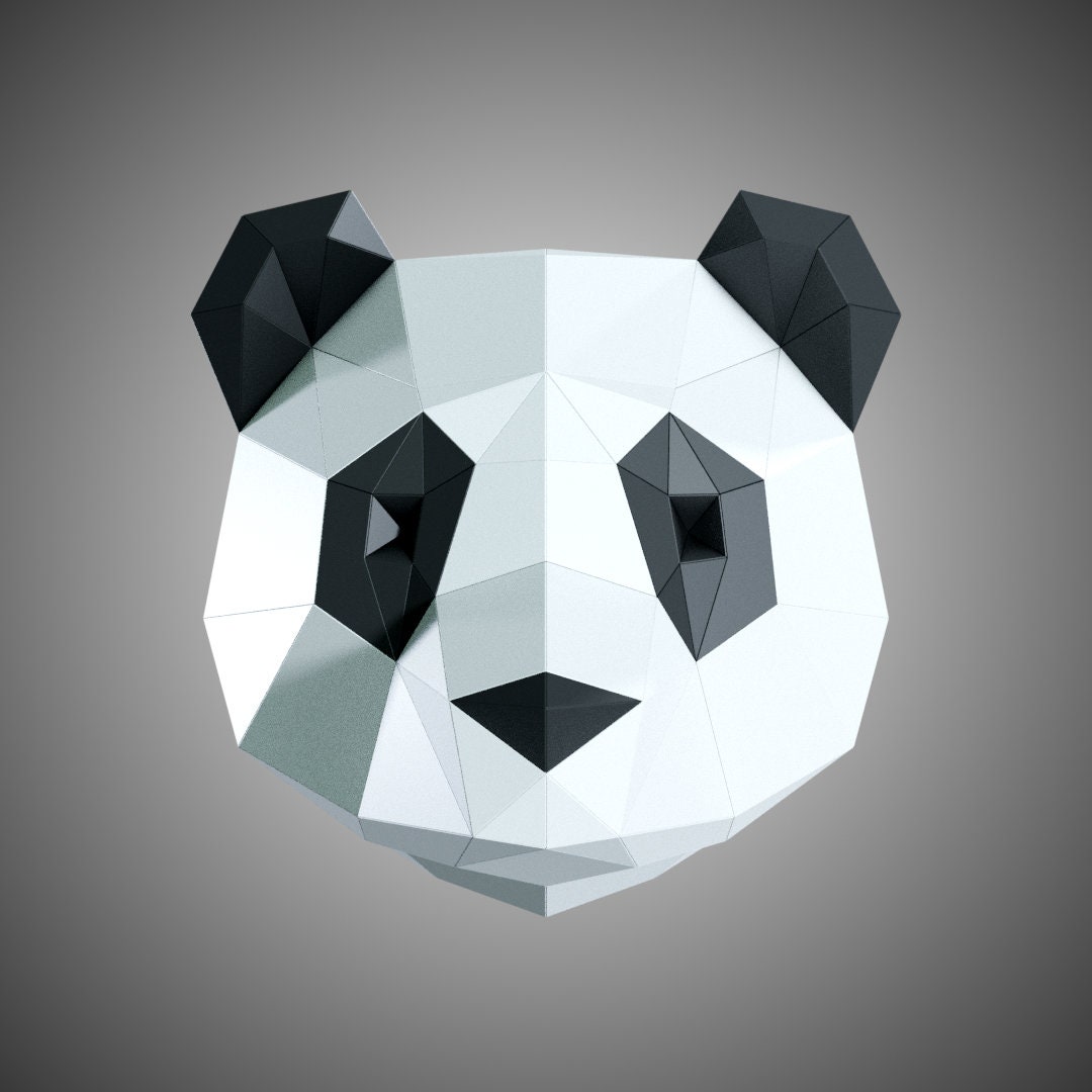 Panda Trophy Paper Sculpture,printable PDF Template,handmade Wild ...