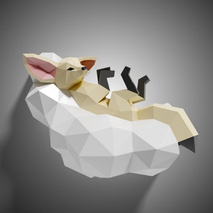 Fennec Fox on Cloud Paper Sculpture,printable PDF Template,handmade ...