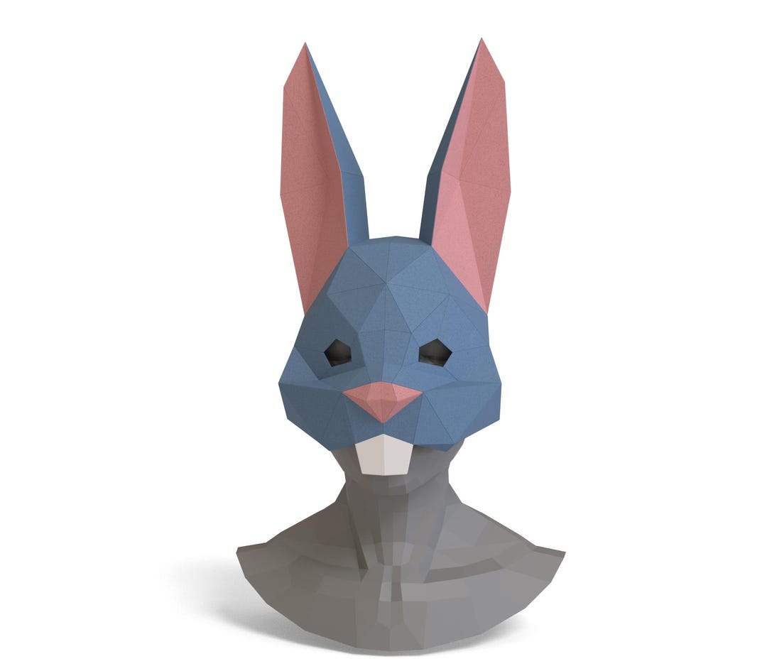 Bunny Mask Paper Sculpture,printable PDF Template,handmade Papercraft ...