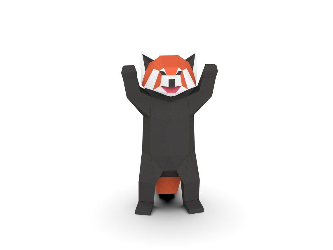 Standing Red Panda Paper Model 3D Papercraft Tempalte PDF | Etsy