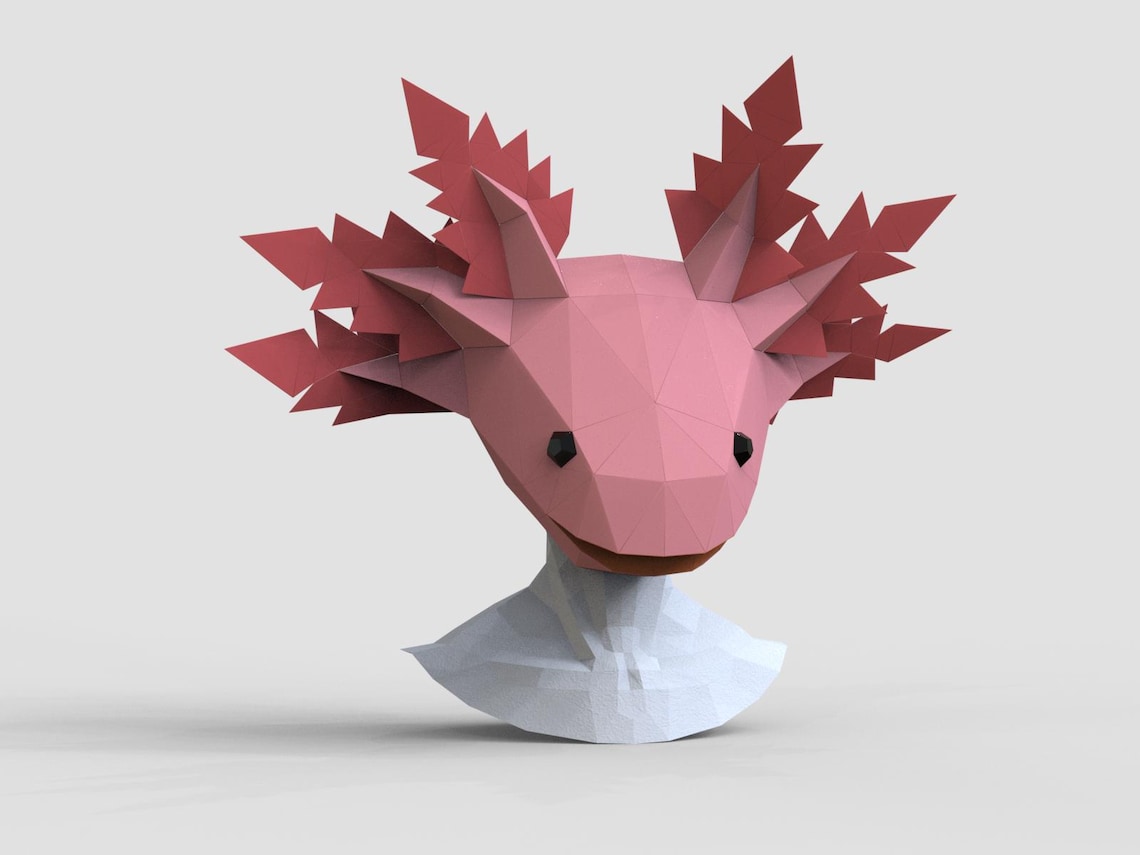 Axolotl Mask Paper Sculpture,printable PDF Template,handmade Animal ...