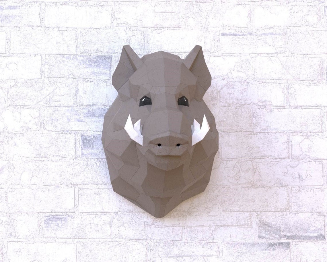 Boar Head Paper Sculptureprintable PDF Templatehandmade Wide | Etsy