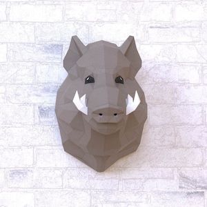 Boar Head Paper Sculpture,printable PDF Template,handmade Wide Animal ...