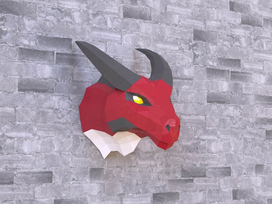 Dragon Head Paper Sculpture,printable PDF Template,handmade Mythical ...