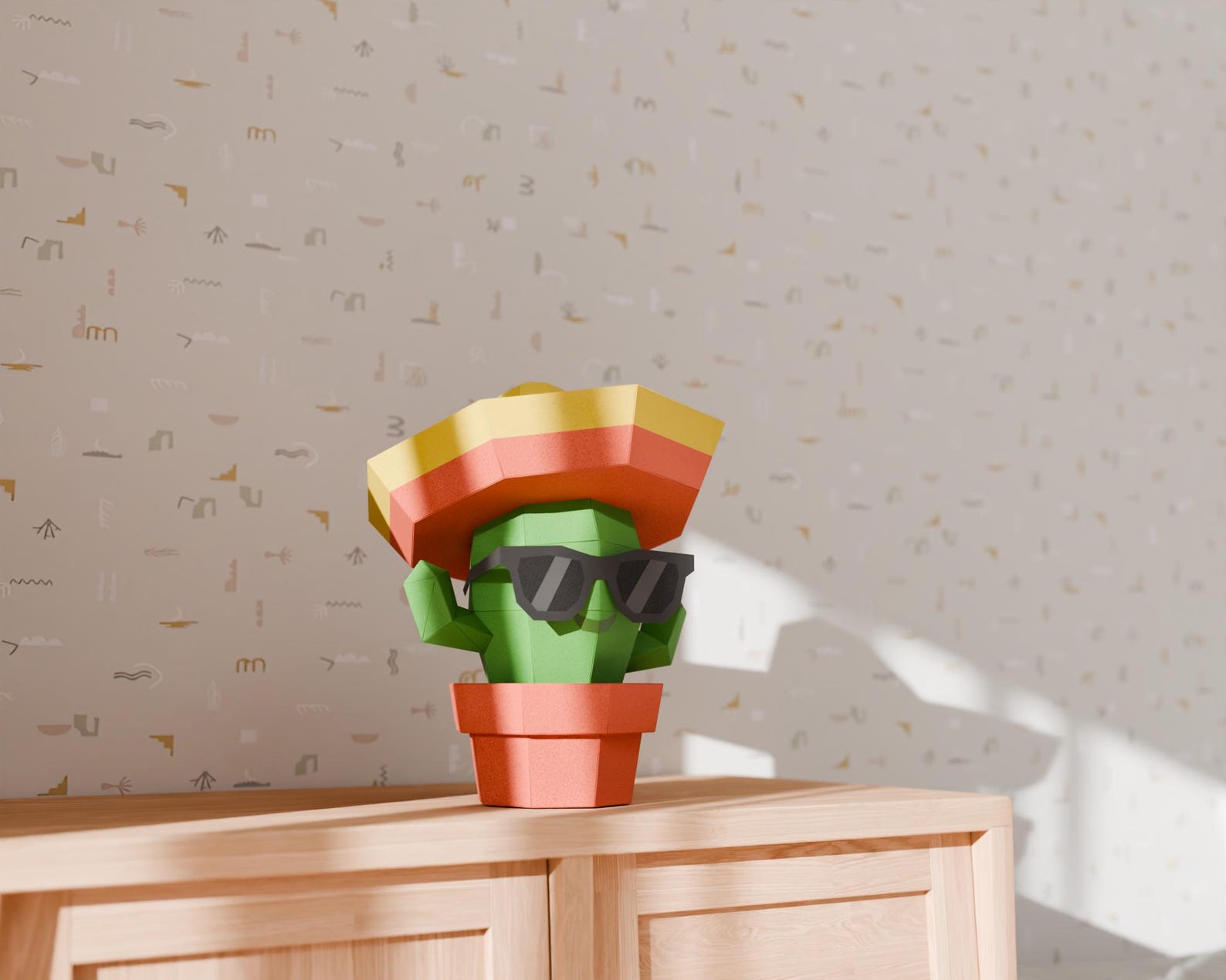 Cactus Paper Sculpture,printable PDF Template,handmade Cartoon ...