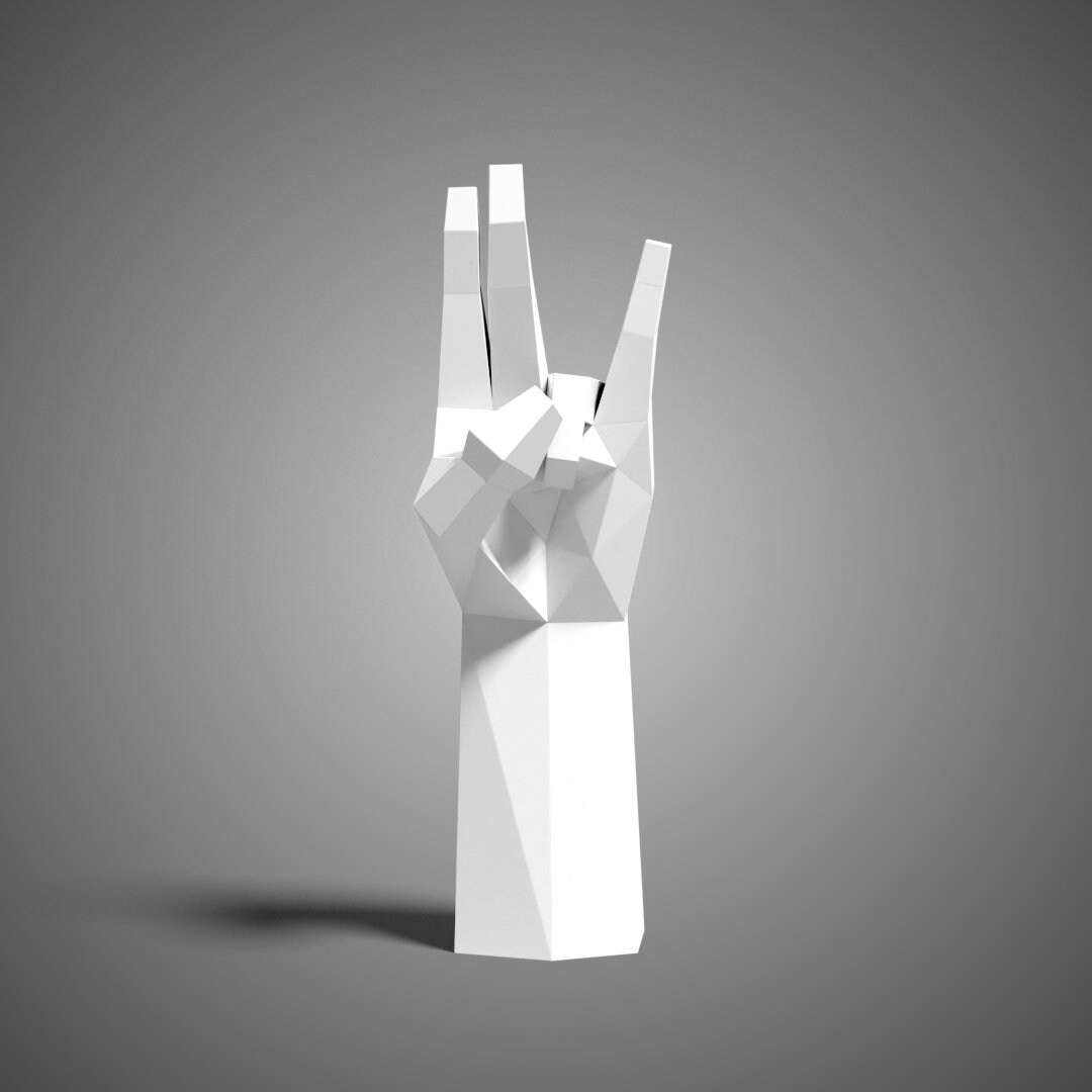 Hand Pose 4 Paper Sculpture,printable PDF Template,handmade Table Wall ...
