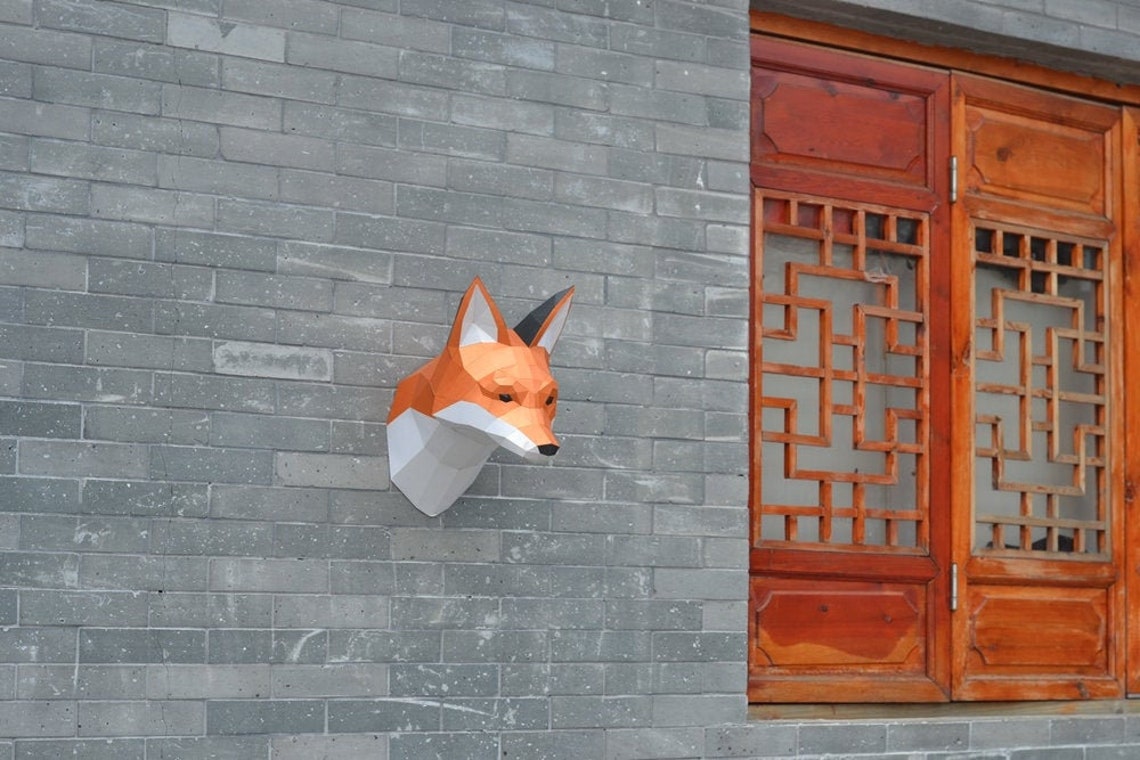 Fox Head Paper Sculptureprintable PDF Templatehandmade Wide - Etsy