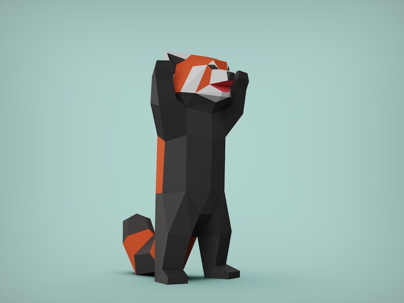Standing Red Panda Paper Model 3D Papercraft Tempalte PDF - Etsy