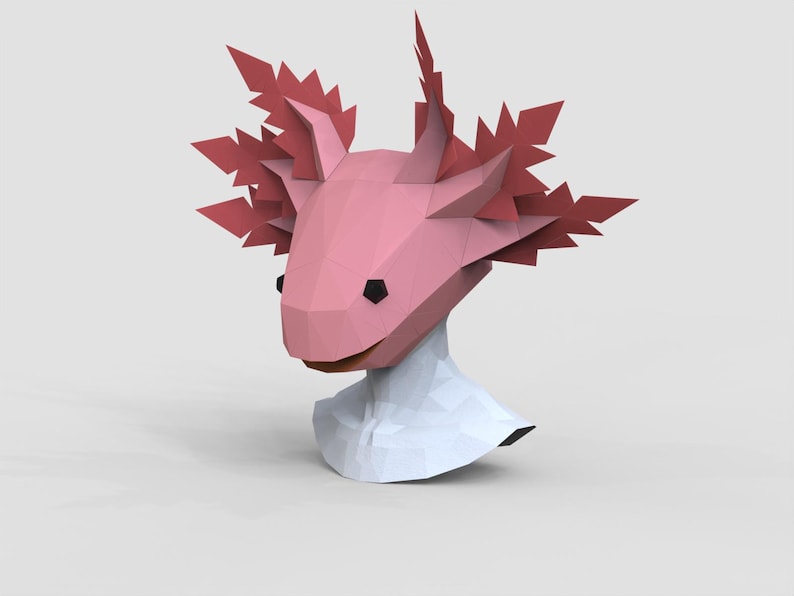 Axolotl Mask Paper Sculpture,printable PDF Template,handmade Animal ...