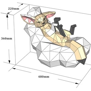 Fennec Fox on Cloud Paper Sculpture,printable PDF Template,handmade ...