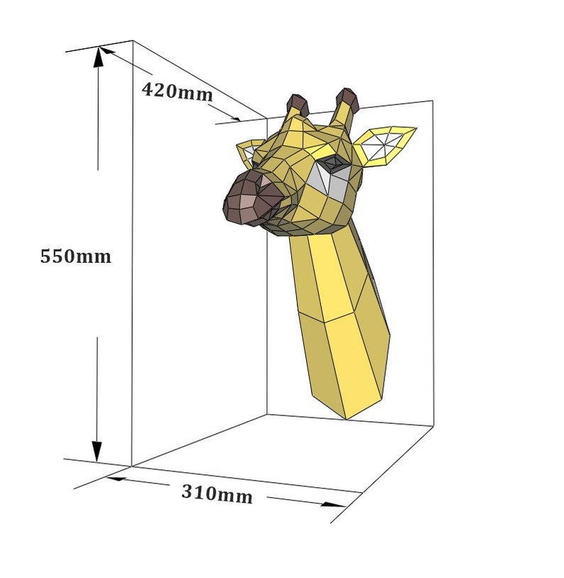 Giraffe Head Paper Sculptureprintable PDF Templatehandmade - Etsy