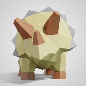 Cute Triceratops Paper Model, 3D Papercraft Tempalte, PDF File,instant ...