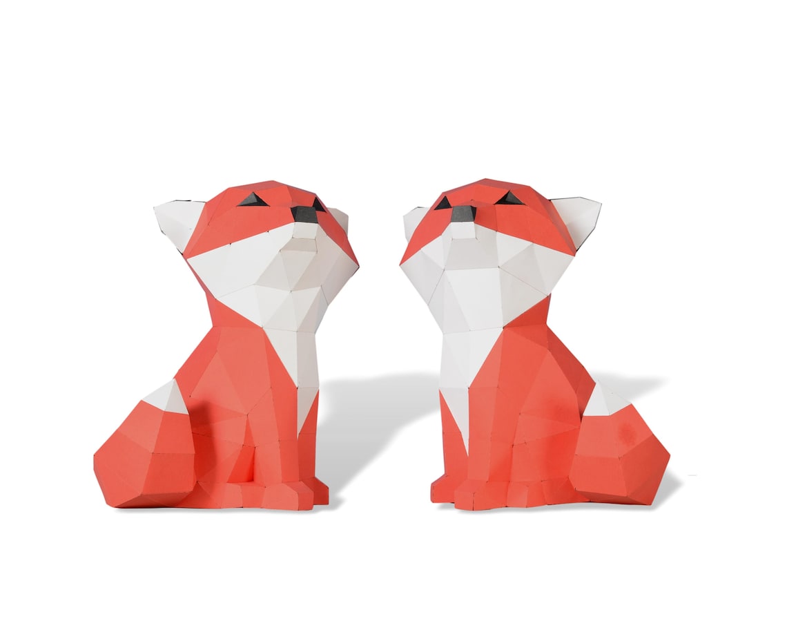 Sitting Fox Paper Model 3D Papercraft Tempalte PDF - Etsy