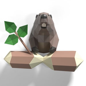 Beaver Wall Décor Paper Sculpture,printable PDF Template,handmade Wild ...