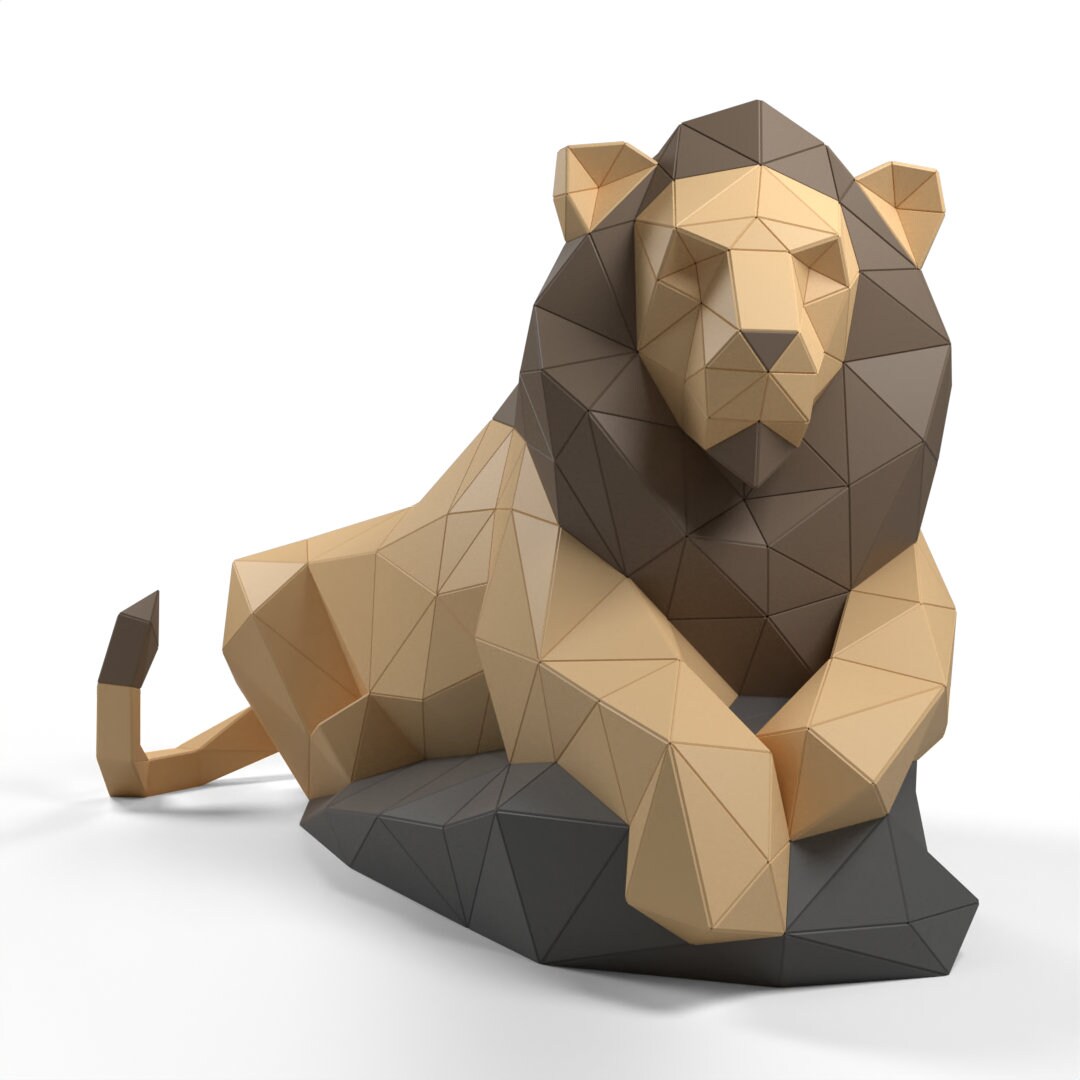 Lion at Rest Paper Sculpture,printable PDF Template,handmade Wild ...