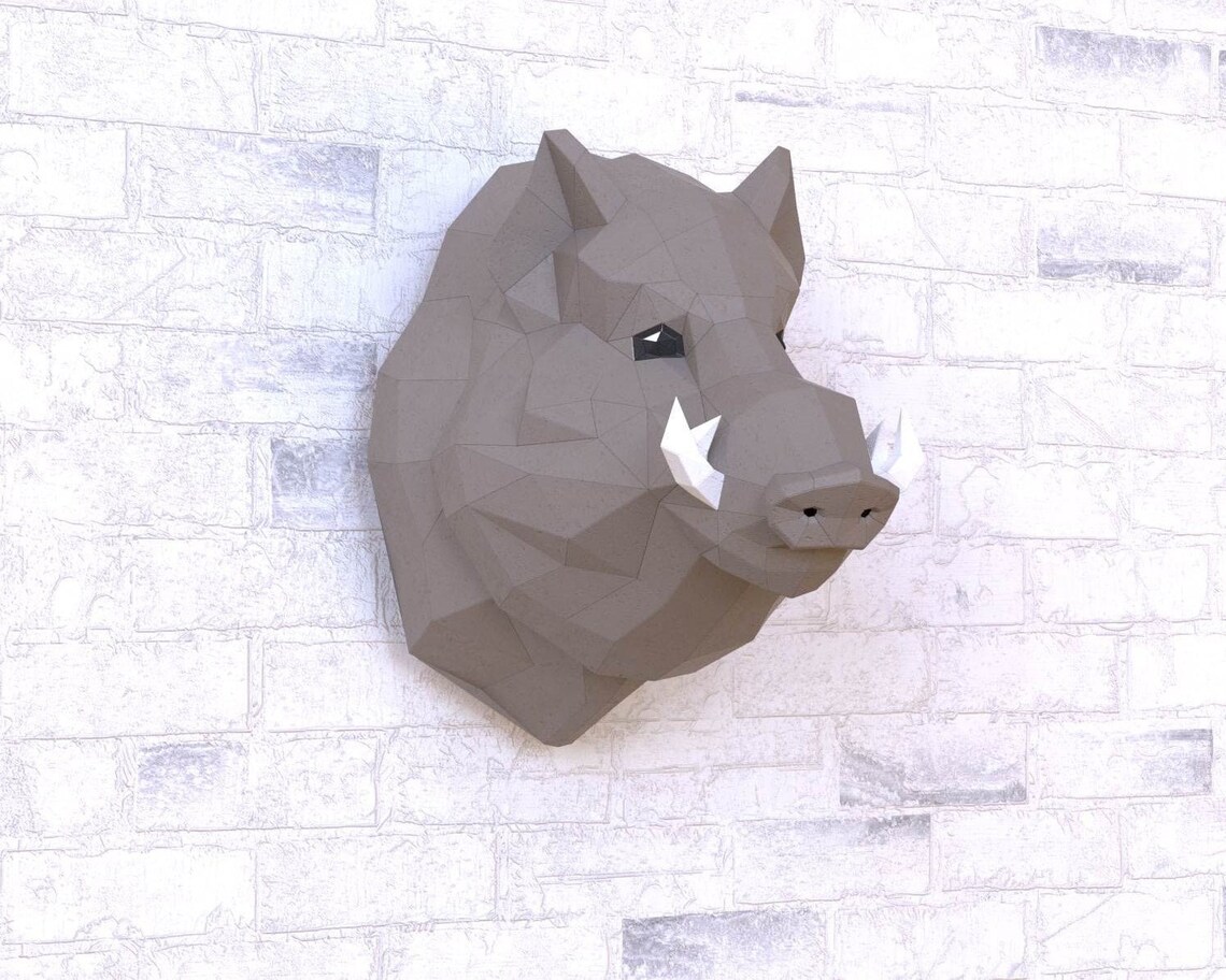 Boar Head Paper Sculptureprintable PDF Templatehandmade Wide | Etsy
