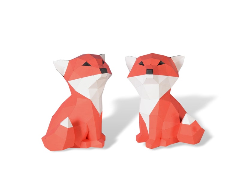 Sitting Fox Paper Model 3D Papercraft Tempalte PDF - Etsy