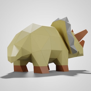 Cute Triceratops Paper Model, 3D Papercraft Tempalte, PDF File,instant ...