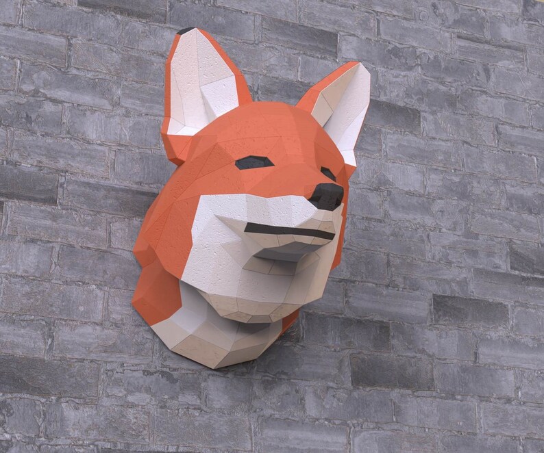 Fox Head Paper SculpturePrintable PDF templateHandmade Wide | Etsy