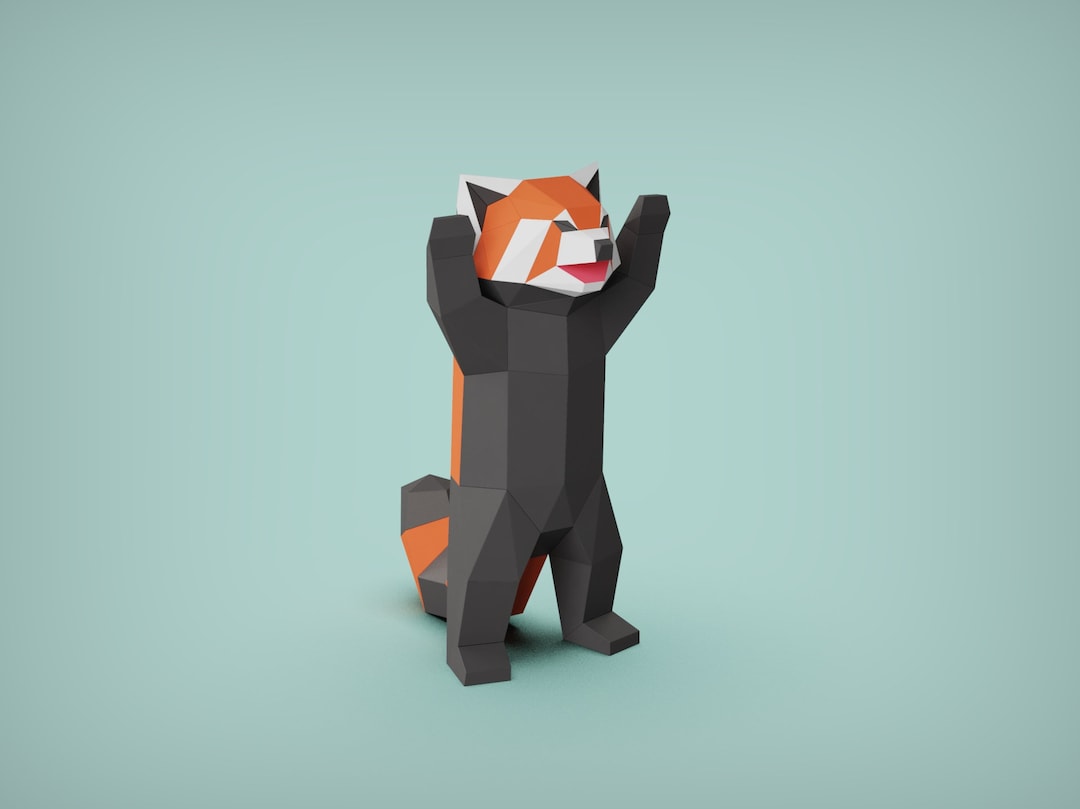 Standing Red Panda Paper Model, 3D Papercraft Tempalte, PDF File ...