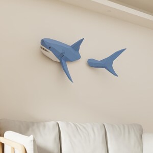 Shark on Wall Paper Sculpture,printable PDF Template,handmade Wild ...