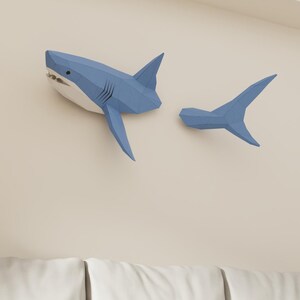 Shark on Wall Paper Sculpture,printable PDF Template,handmade Wild ...