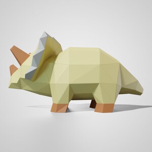Cute Triceratops Paper Model, 3D Papercraft Tempalte, PDF File,instant ...