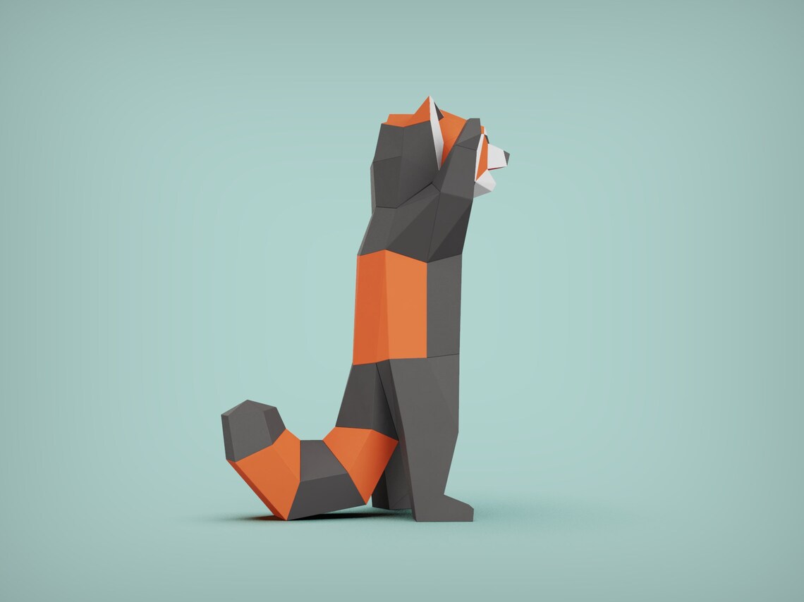 Standing Red Panda Paper Model 3D Papercraft Tempalte PDF - Etsy