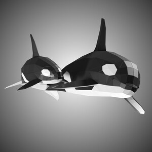Orca Family Paper Sculpture,,printable PDF Template,handmade Sea Animal ...