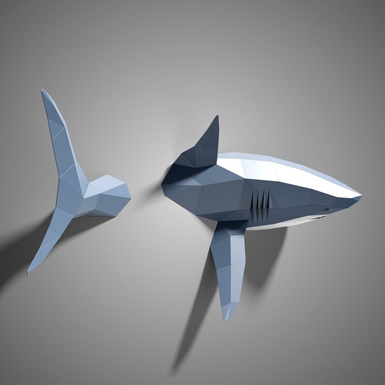 Shark on Wall Paper Sculptureprintable PDF Templatehandmade - Etsy