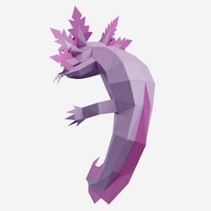 Axolotl 2 Paper Sculpture,printable PDF Template,handmade Wild Animal ...