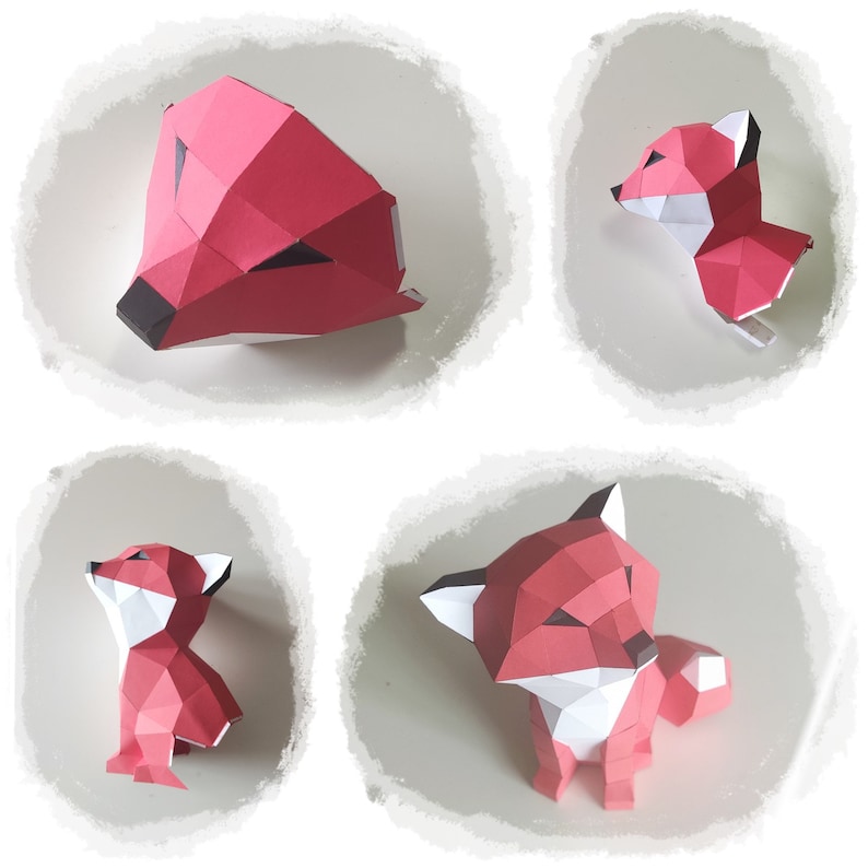 Sitting Fox Paper Model 3D Papercraft Tempalte PDF - Etsy