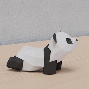 Two Cute Pandas Paper Sculpture,printable PDF Template,handmade Wide ...