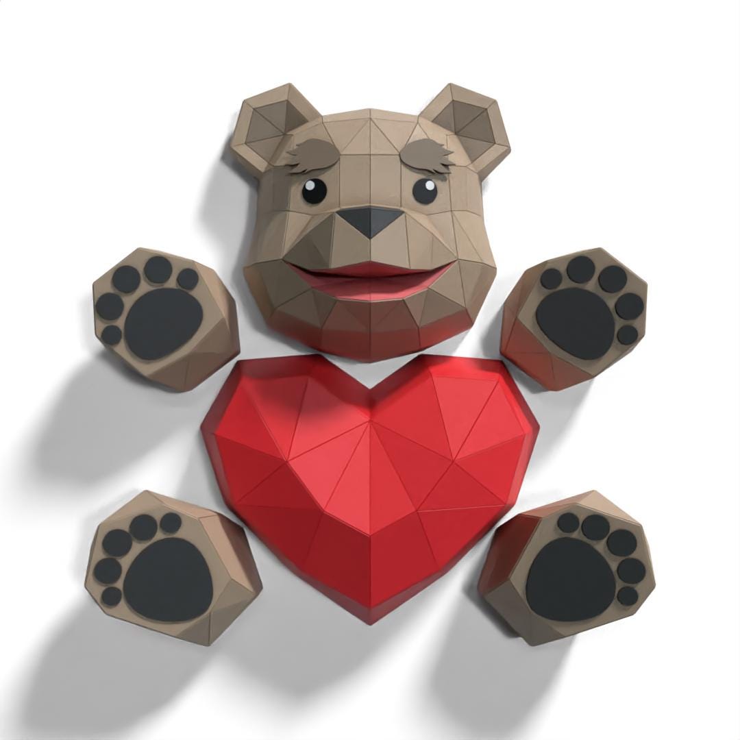 Cute Bear Paper Sculpture,printable PDF Template,handmade Cute Animals ...