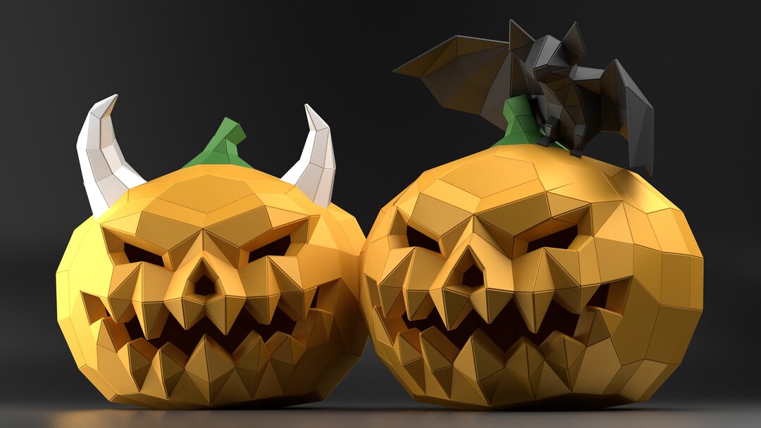 Pumpkin and Bat Pack Paper Sculpture,printable PDF Template,handmade ...