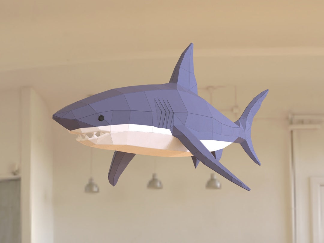 Shark Paper Sculpture, 3D Low Poly Wall Decor (printable PDF &SVG) - Etsy