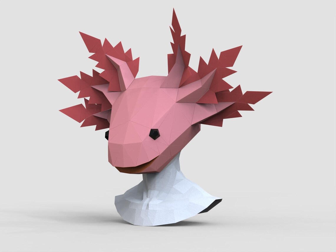 Axolotl Mask Paper Sculpture,printable PDF Template,handmade Animal ...