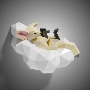 Fennec Fox on Cloud Paper Sculpture,printable PDF Template,handmade ...