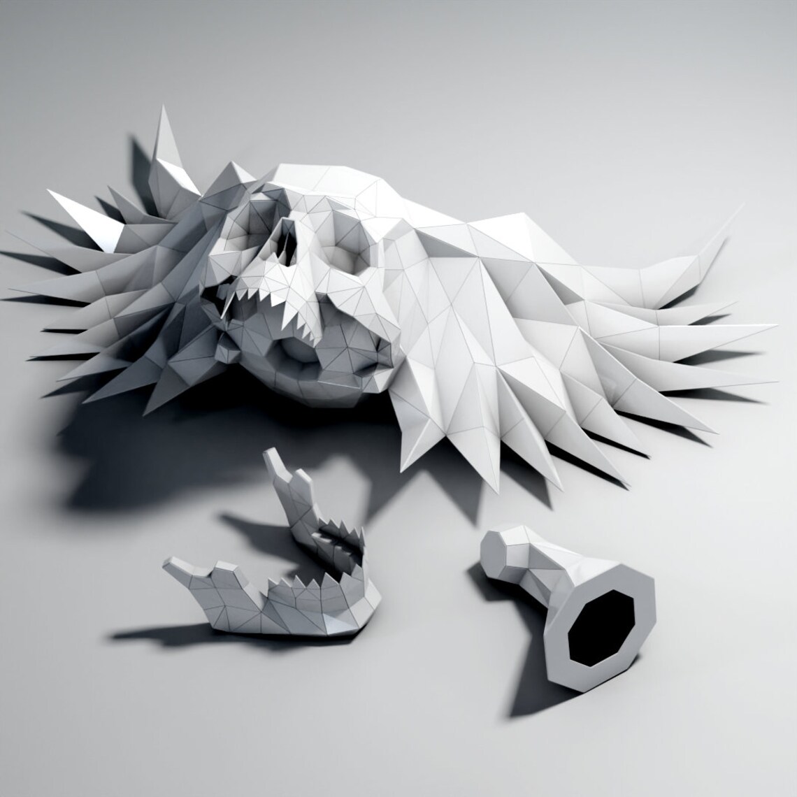 Winged Skull Paper Sculpture,printable PDF Template,handmade Fantastic ...