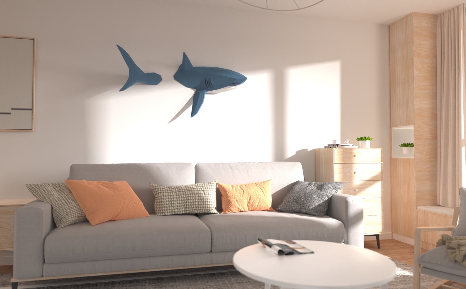 Shark on Wall Paper Sculpture,printable PDF Template,handmade Wild ...