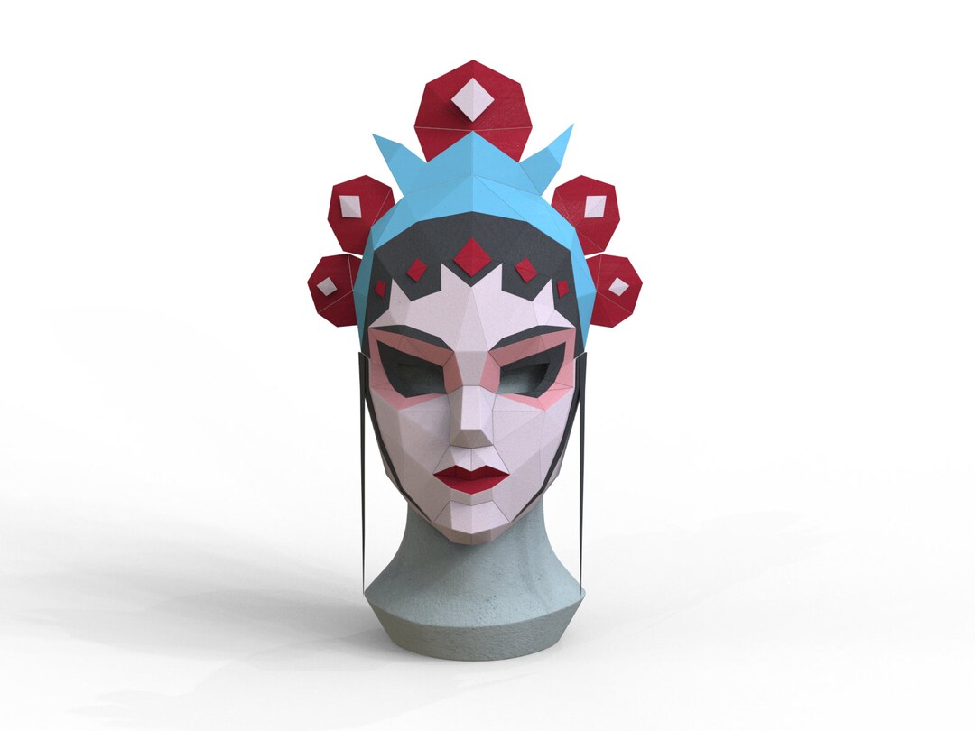 Chinese Peking Opera Female Mask Paper Sculpture,printable PDF Template ...